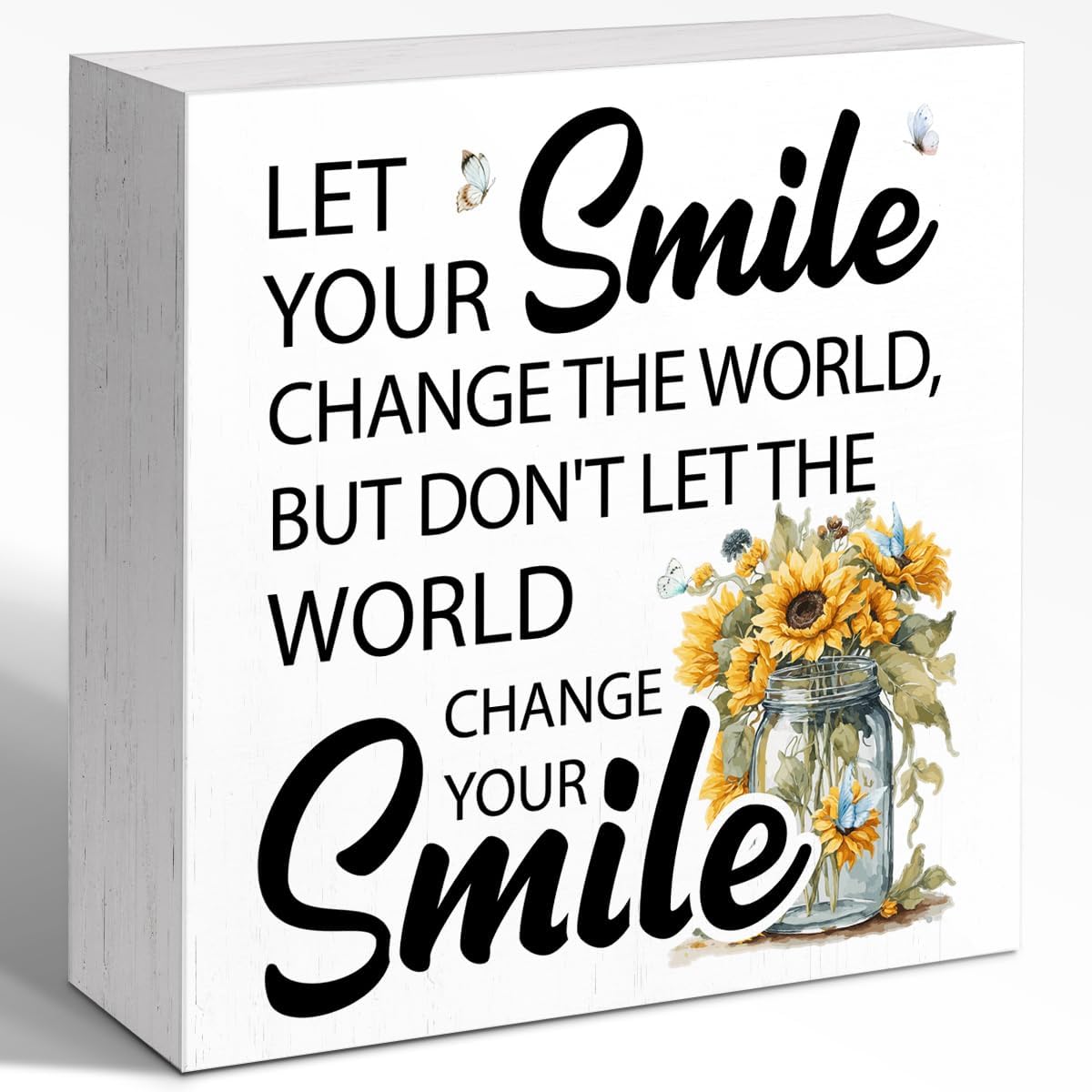 Amazon.com: WUZYOU Let Your Smile Change the World Wooden Box Wall Sign ...