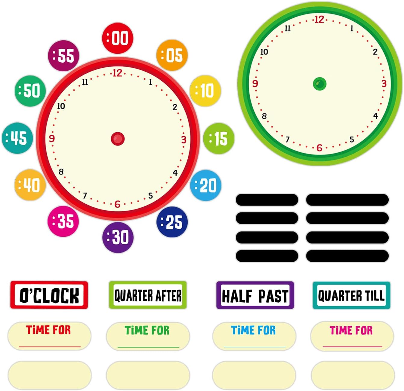 Amazon.com: D24TIME 34Pcs Telling Time Bulletin Board Set Decoration ...