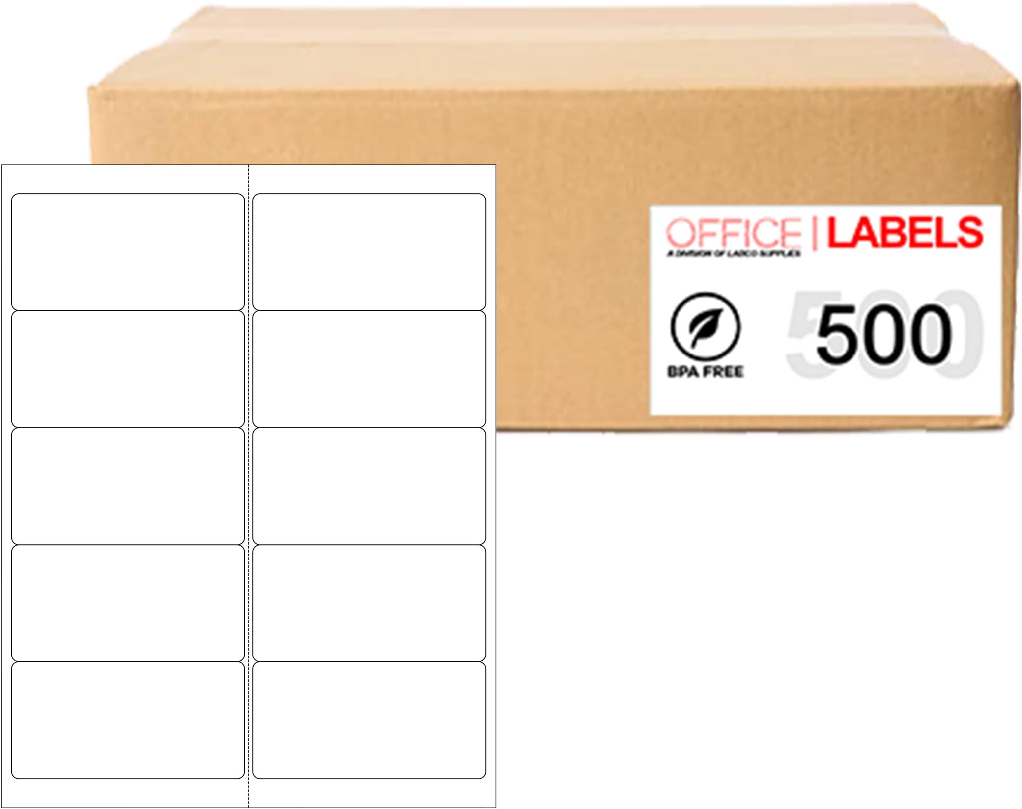 500 Sheets of Shipping Labels 2'' x 4'' 10up 5000 Labels 5163 5263 5963 ...