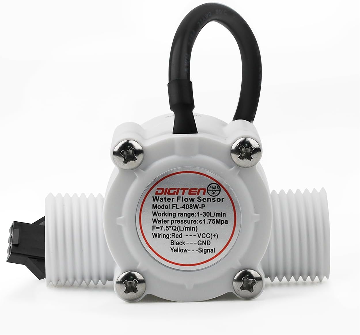 DIGITEN FL-408W-P 1/2 Inch Water Flow Meter with BSP Thread Hall Sensor ...