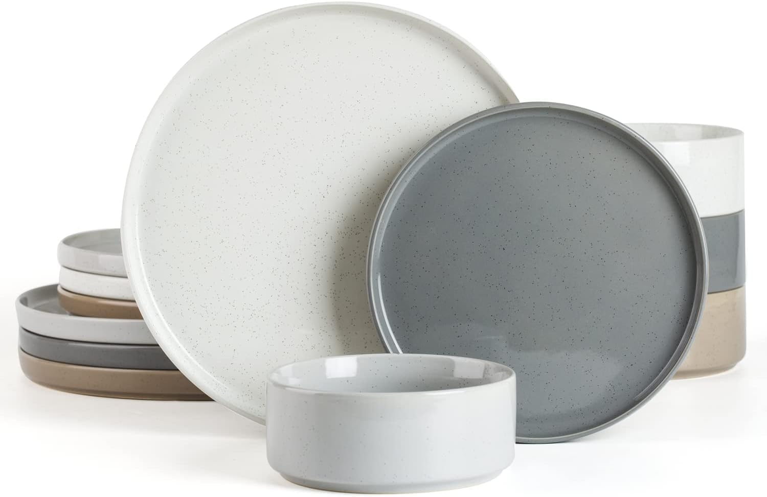Amazon.com | Famiware Plates and Bowls Set, 12 Pieces Dinnerware Sets ...