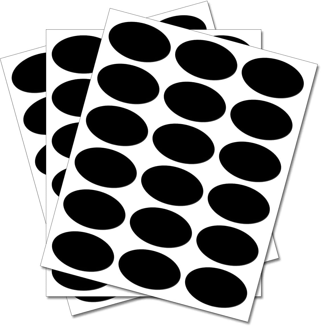 75 Black Ovals - Removable Self Adhesive Waterproof Durable Vinyl ...