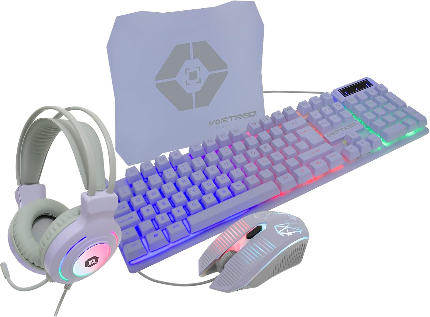 Vortred Kit Gamer 4 en 1, Teclado, Mouse, Audífonos, Mouse Pad, Morado ...