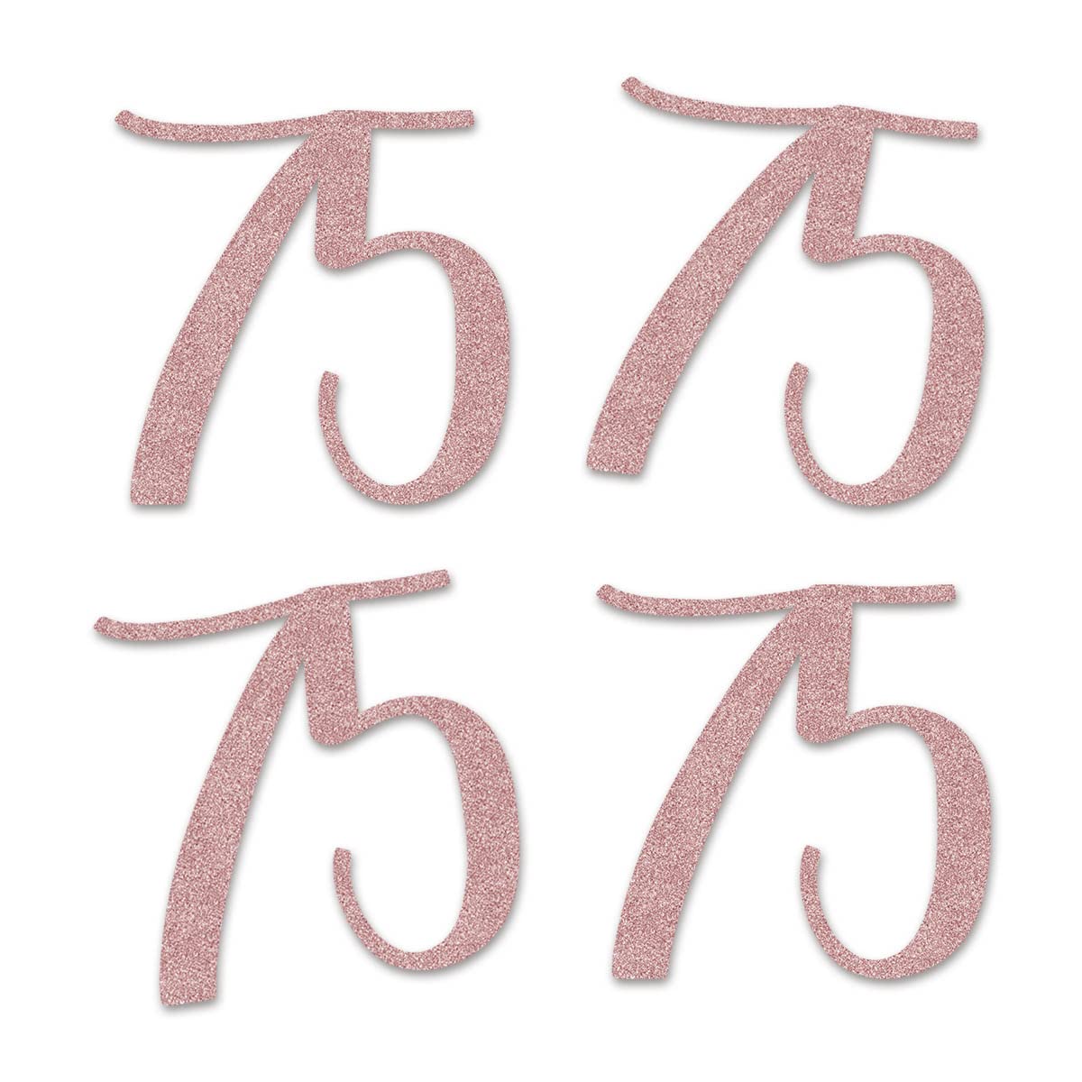 Amazon.com: Rose Gold 75 Cut-Out Numbers, 75th Glitter Birthday Party ...