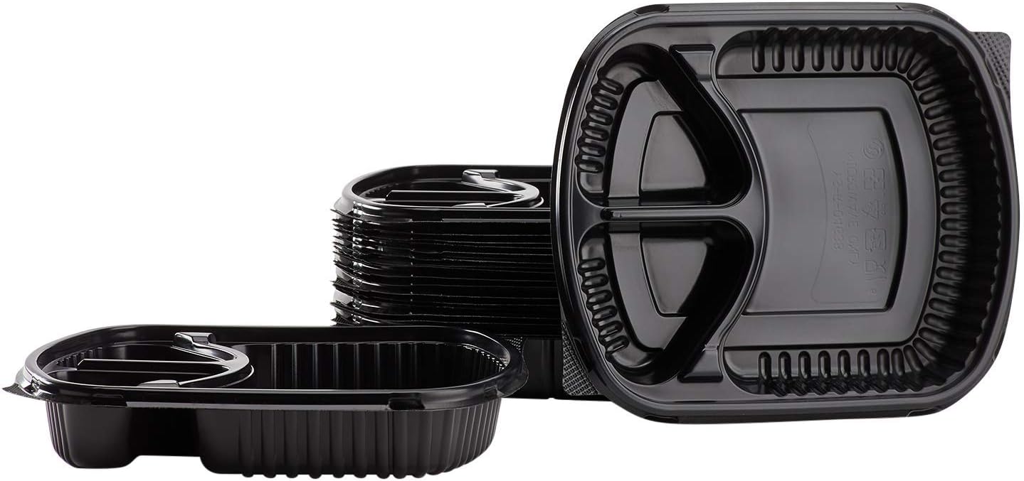 Amazon.com: Karat 36oz PP Plastic Microwaveable Black Take Out Box, 3 ...