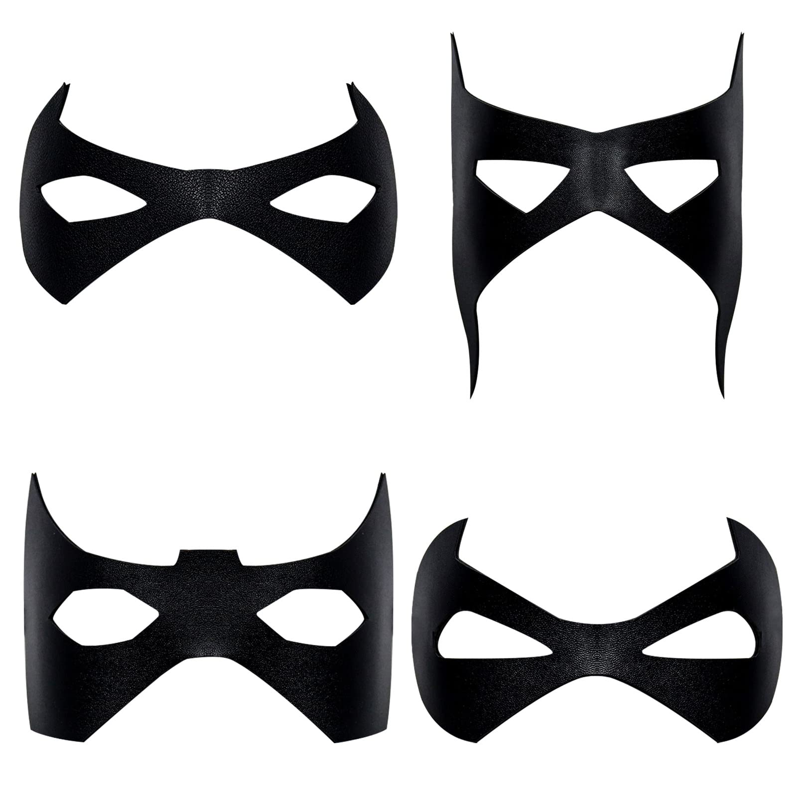 SINSEN 4 PCS Black Bat Eye Mask Man Leather Superhero Eyemask Domino ...
