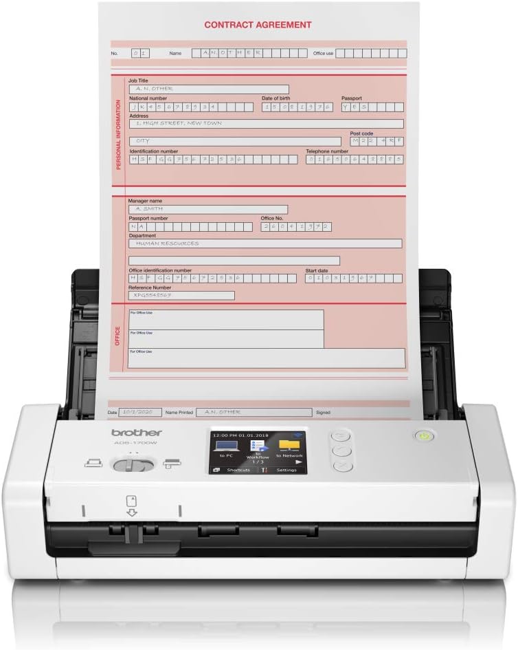 Brother ADS-1700W Compact and Smart Document Scanner | Document Feeder ...
