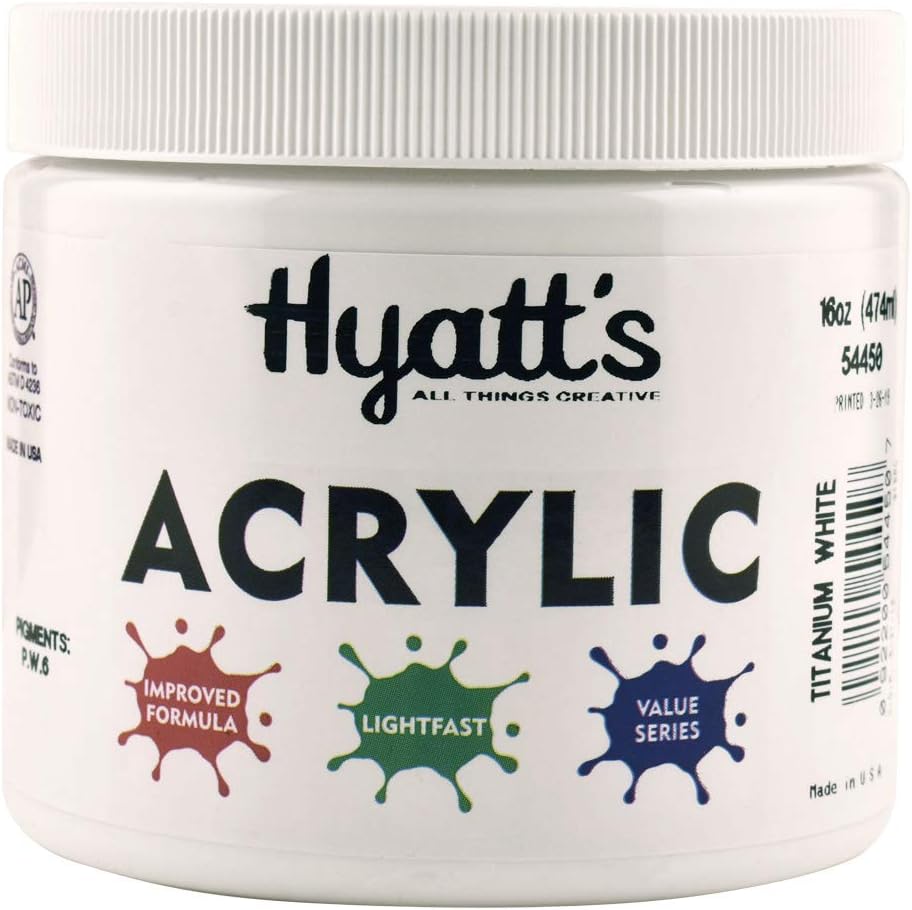 Amazon.com: Hyatt's Titanium White Acrylic Paint | 16 Oz Acrylic Paint ...