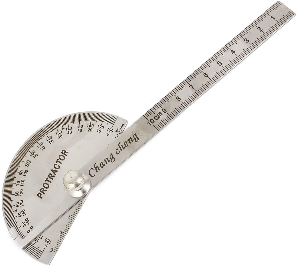 Uxcell 0-180-Degree Protractor Angle Ruler Measurer, Silver Tone ...