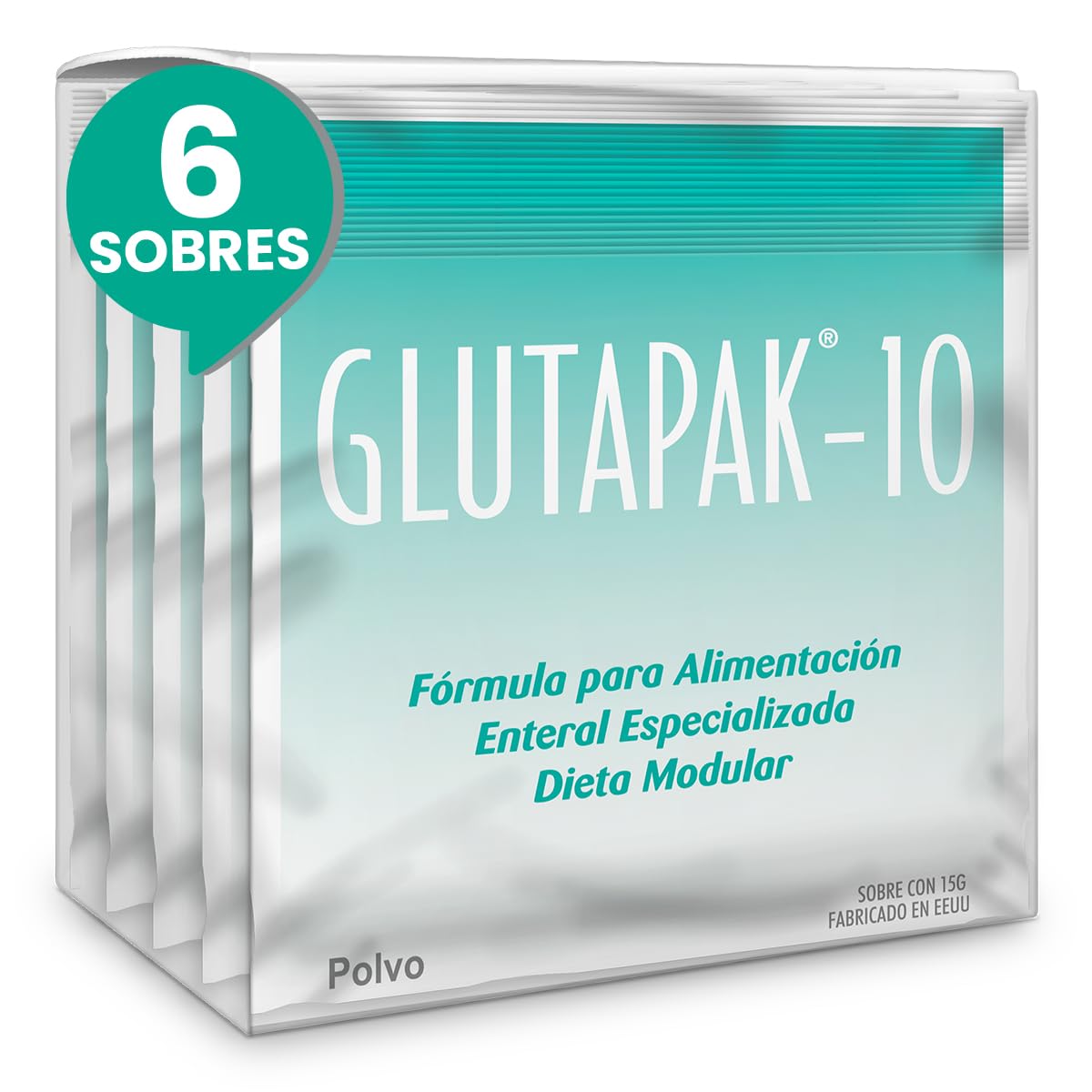 GLUTAPAK-10, Pack c/ 6 sobres de 12g c/u. Módulo de glutamina en polvo ...