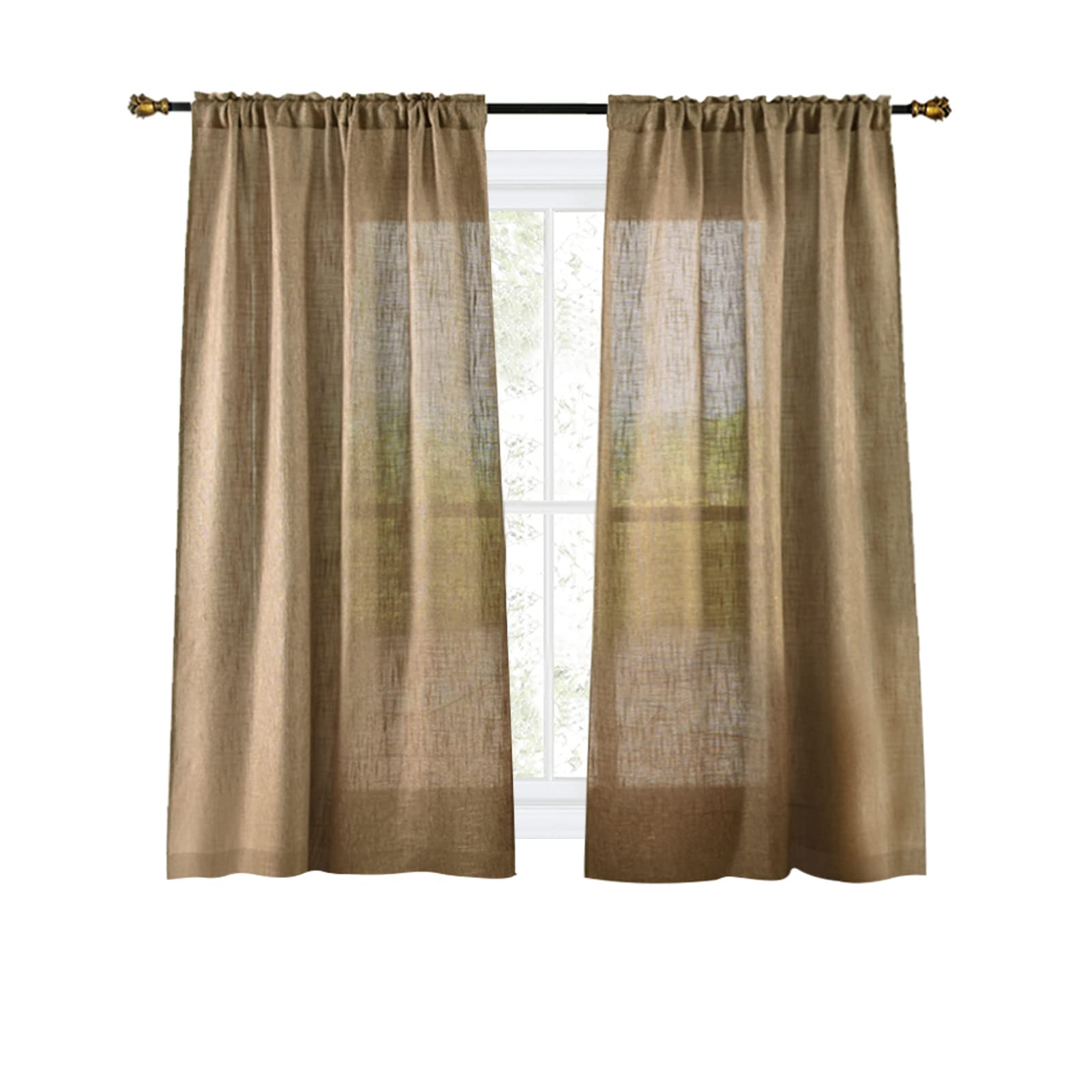 Amazon.com: Valea Home Soft Burlap Look Natural Tan Rod Pocket Window ...