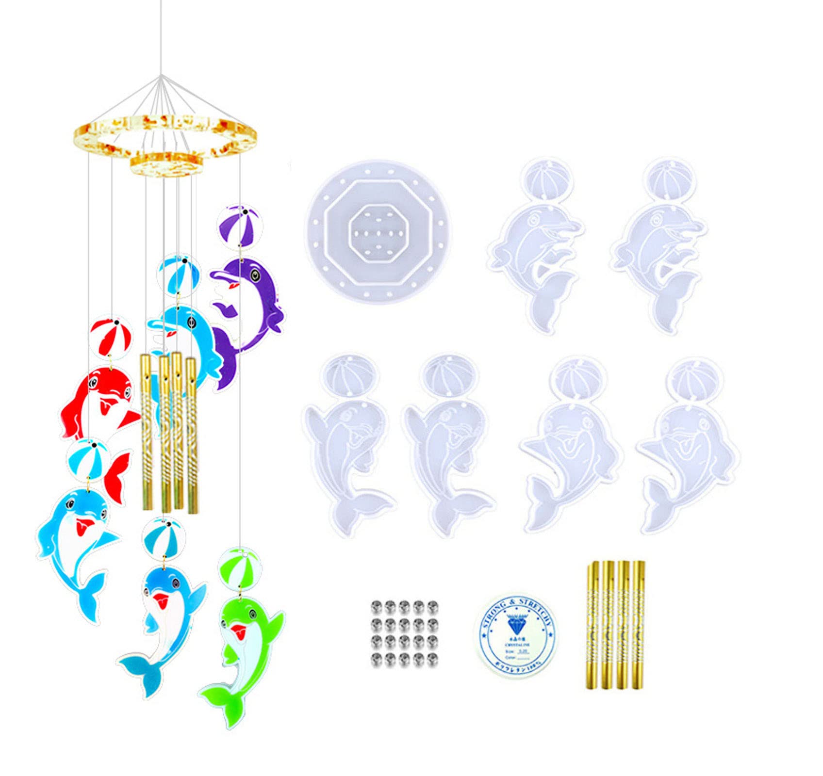 Amazon.com: Xidmold Dolphin Wind Chime Resin Molds Kit, Silicone ...