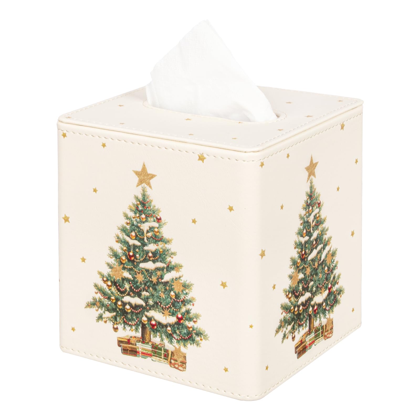 Amazon.com: Christmas Square Tissue Box Cover, Christmas Tree PU ...