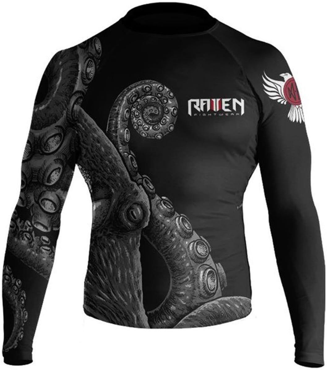 Raven Fightwear Men's Kraken Octopus IBJJF Approved Rash Guard White at ...