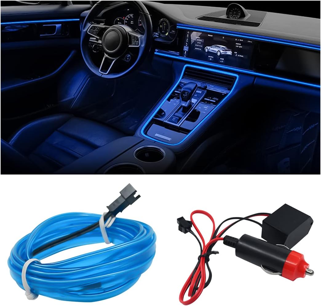 Amazon.com: EL Wire Car Interior LED Strip Lights, 16FT Neon Light with ...