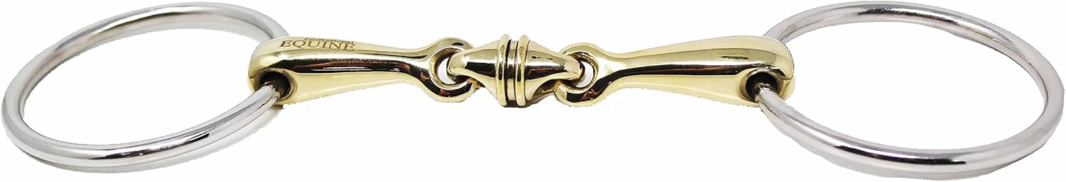 Amazon.com : CHALLENGER SS Loose Ring 5" Mouth Brass Lozenge Double-Jointed Snaffle Horse Bit ...