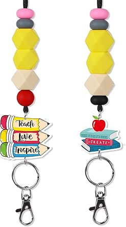 Amazon.com: Teacher Lanyards Silicone Beaded Lanyard - 2PCS Teacher ...