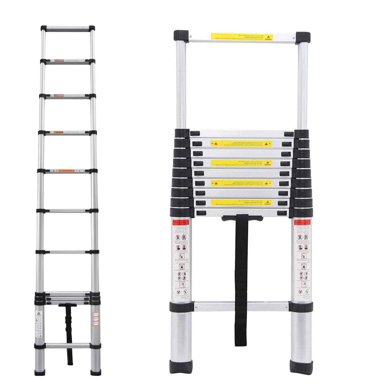 Telescoping Ladder 10.5FT Multi-Purpose Folding Step Ladder 330lbs Load ...