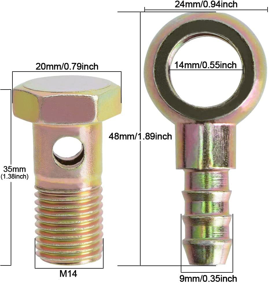 Snapklik.com : PENCK Banjo Bolt M14 X 1.5 Banjo Hose Barb Bolt Fittings ...