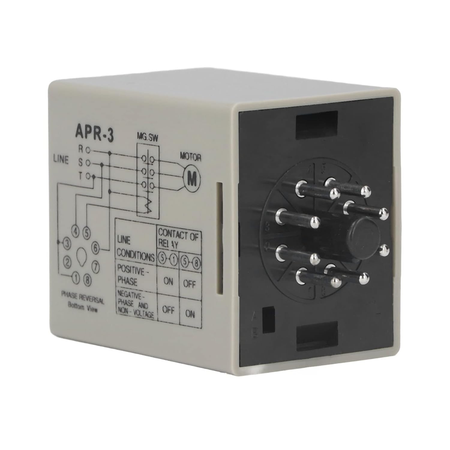 Phase Loss Protector, 8 Pin Phase Sequence Relay DIN Rail Installation ...