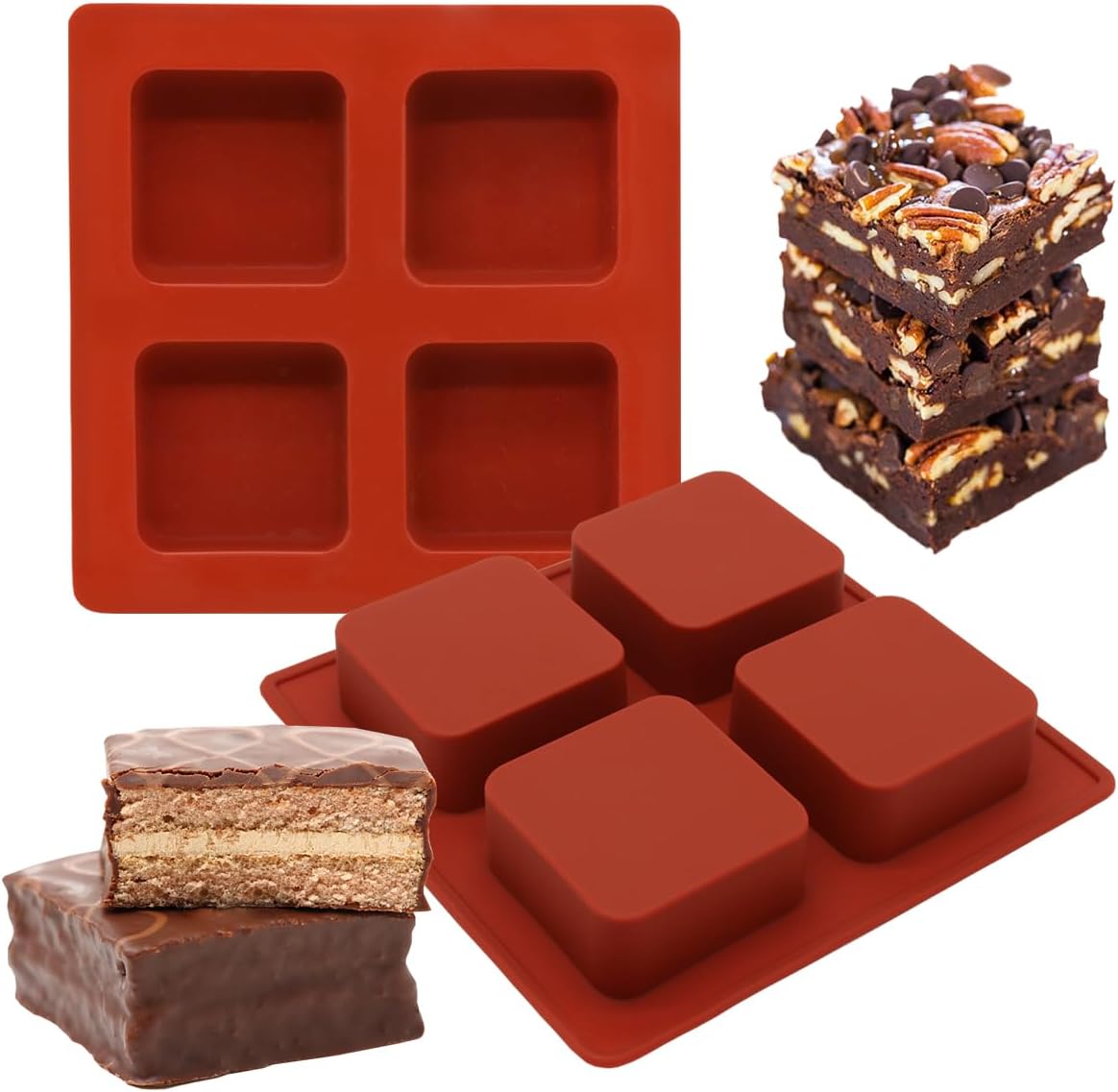 Amazon.com: 2 Pcs 4 Cavity Chocolate Covered Cookies Molds for S'mores ...