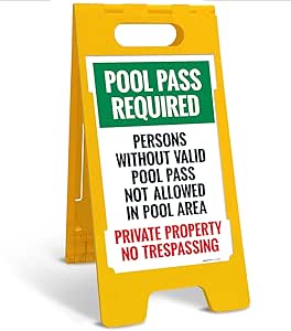Amazon.com : Pool Pass Required Private Property No Trespassing Folding ...