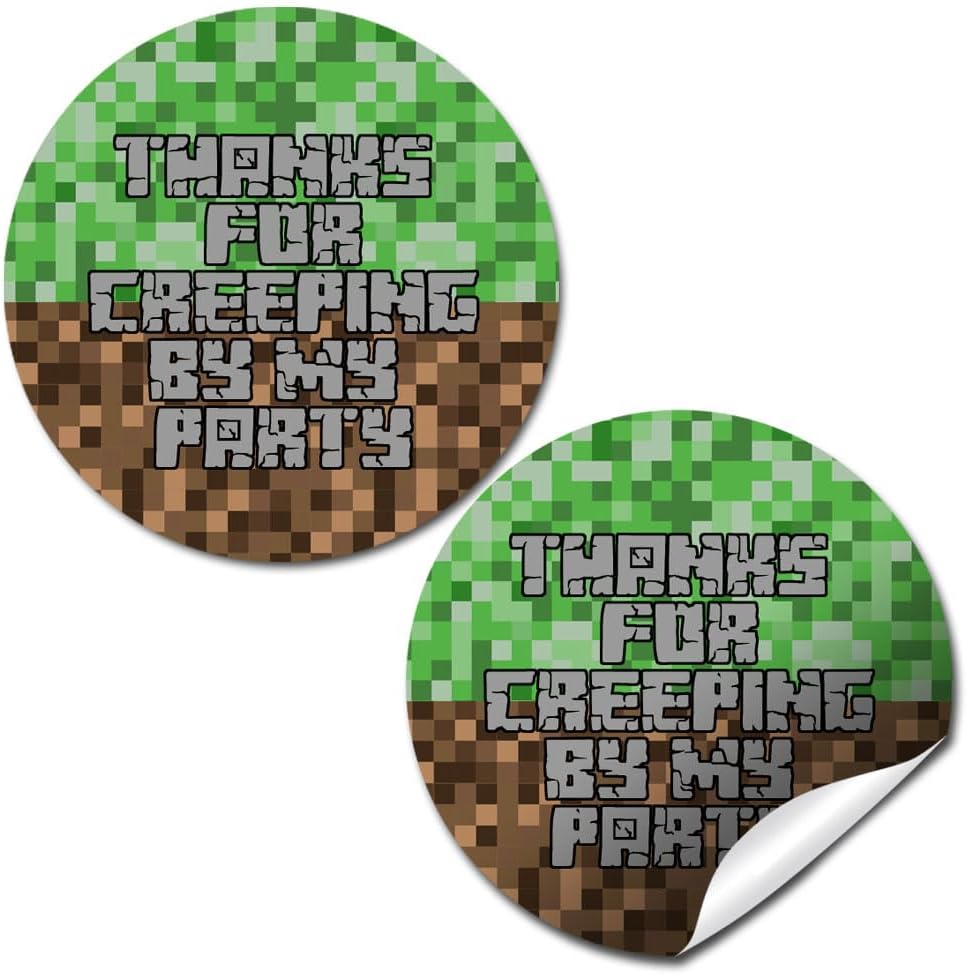 Amazon.com: 40 Pixel Miner Thank You Labels, 2 Inch Big Round Glossy ...