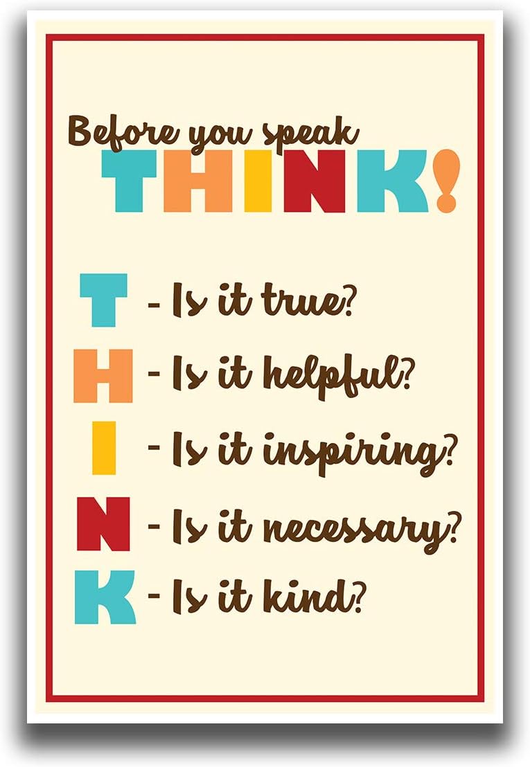 Amazon.com: Think Before You Speak - Classroom Motivational Poster ...