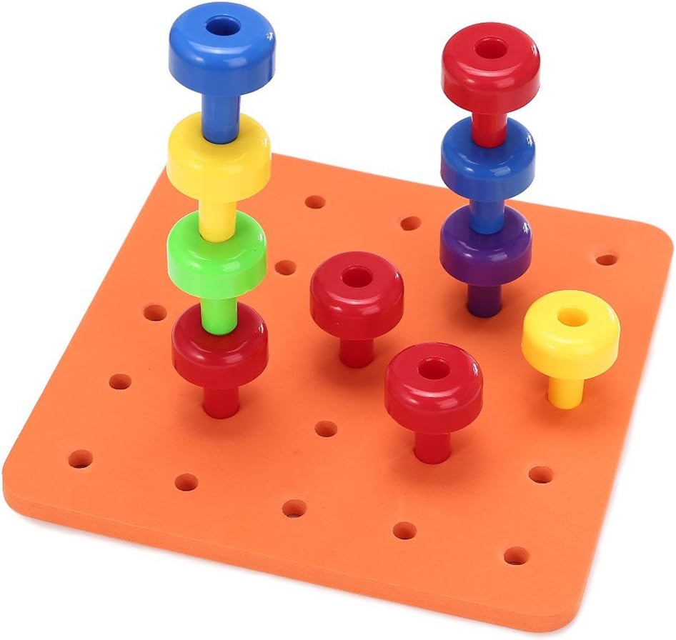 Toddlers Preschoolers 30 Pieces ABS Pegs Board Set Educational Puzzle ...