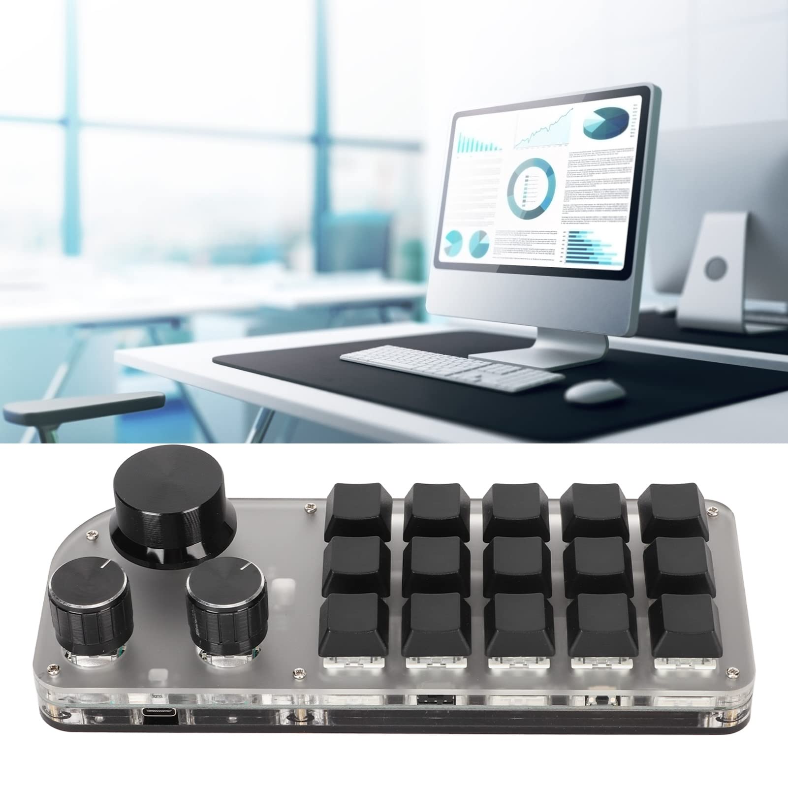 Snapklik.com : Programmable Keyboard 3 Knobs 15 Keys Portable RGB DIY ...