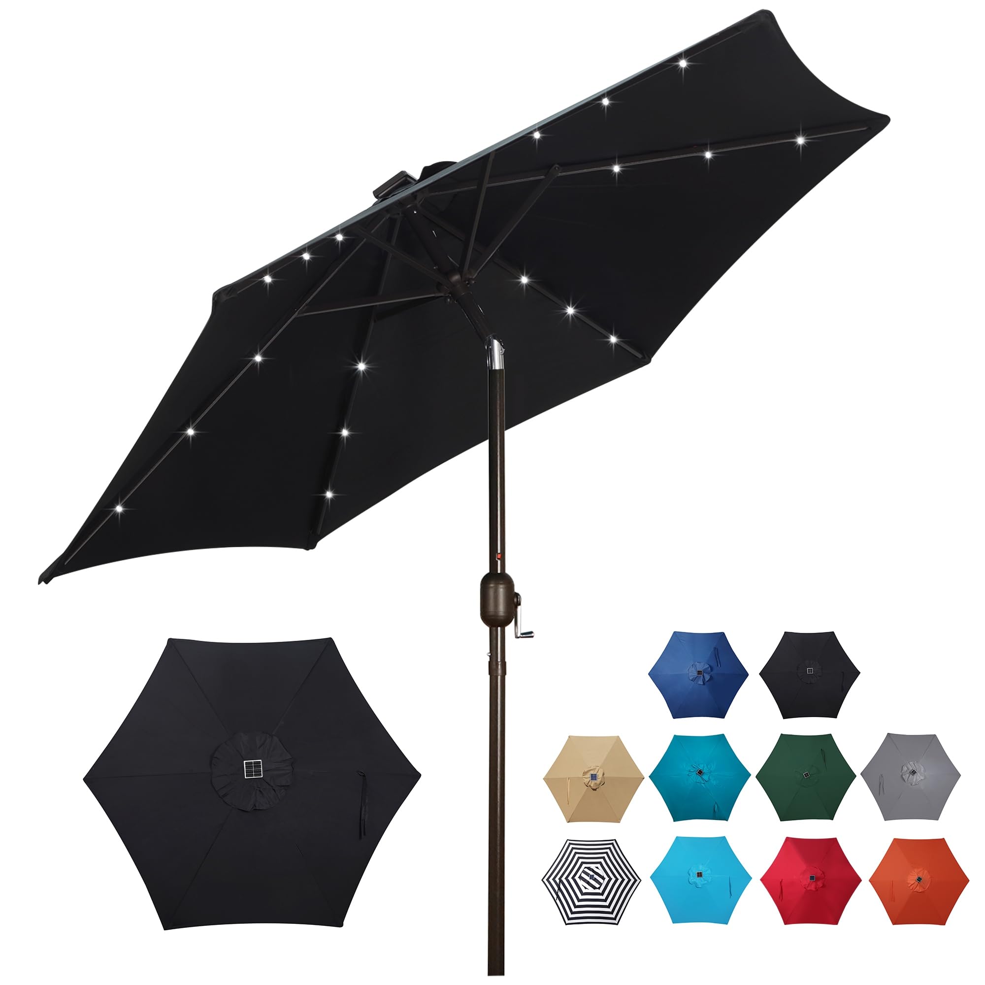 Snapklik.com : Blissun 7.5 Ft Solar Umbrella 18 LED Lighted Patio ...