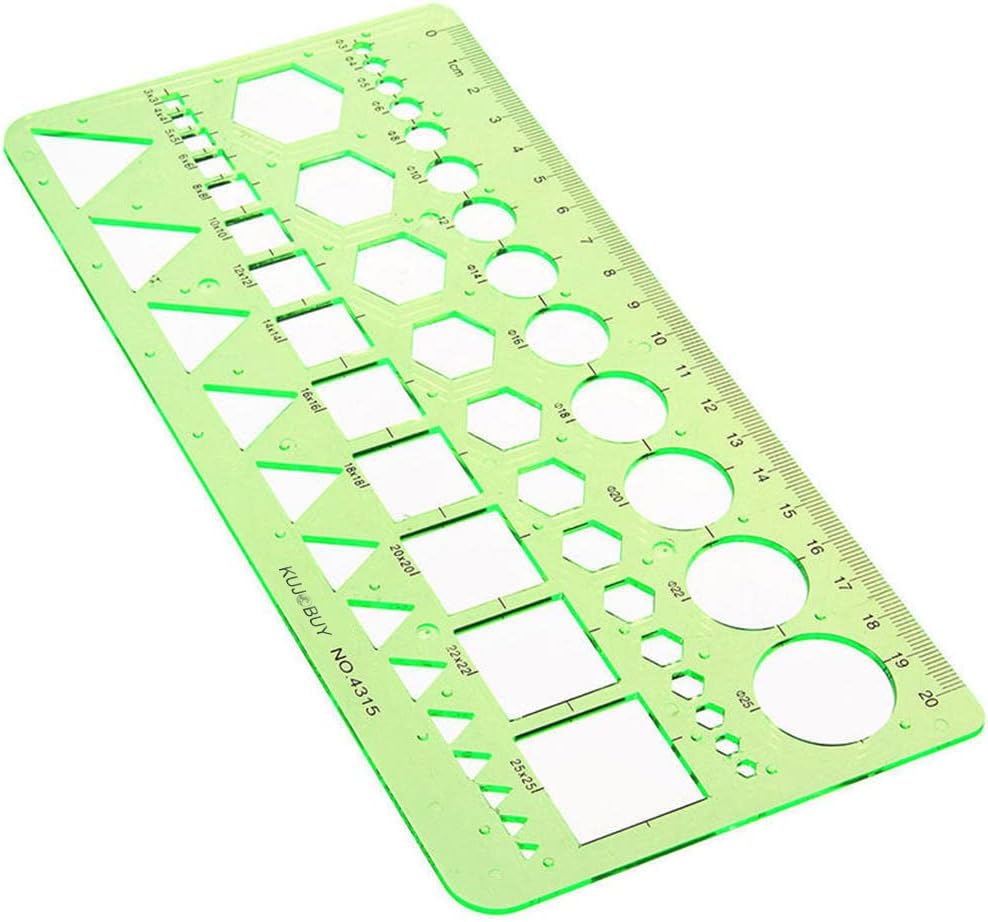 Amazon.com : 2PCS Plastic Green Measuring Templates Geometric Rulers ...