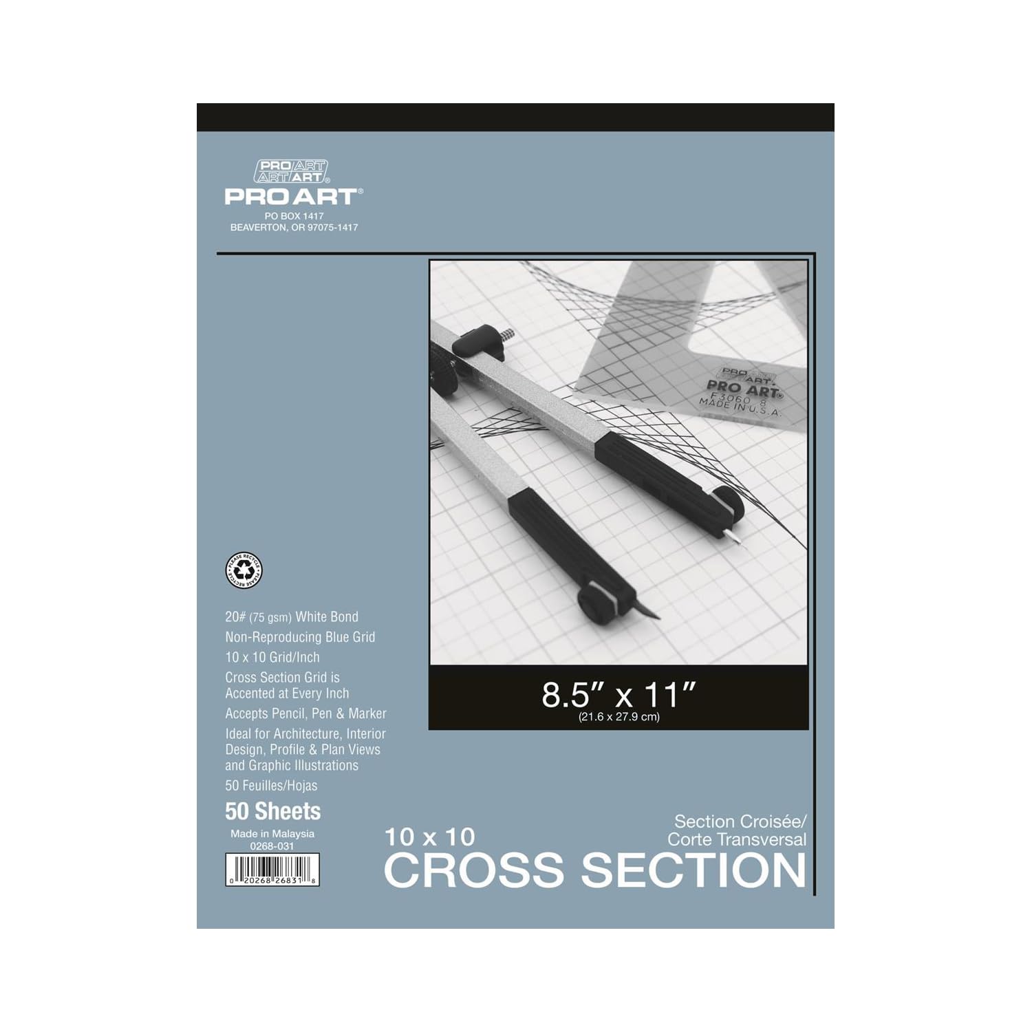 Amazon.com: Pro Art 8-1/2-Inch by 11-Inch Cross Section Paper Pad, 10 ...