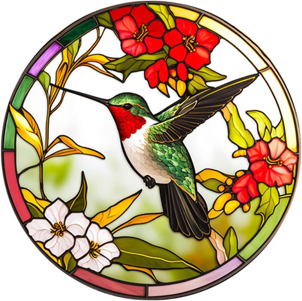 Amazon.com: VOSAREA Stained Glass Window Cling - Hummingbird & Bird ...