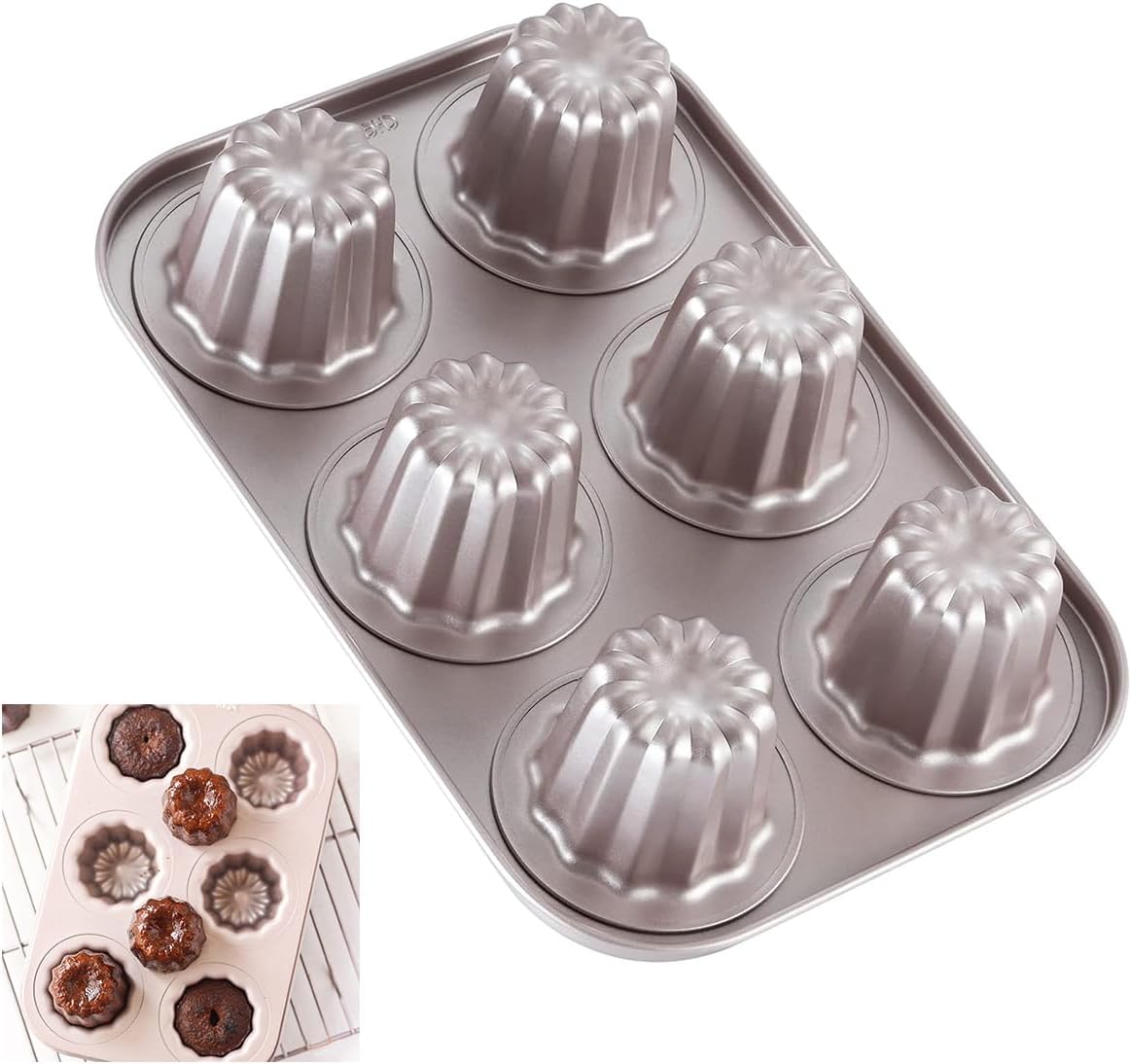 Amazon.com: CHEFMADE Canele Mold Cake Pan, 6-Cavity Non-Stick Canele ...