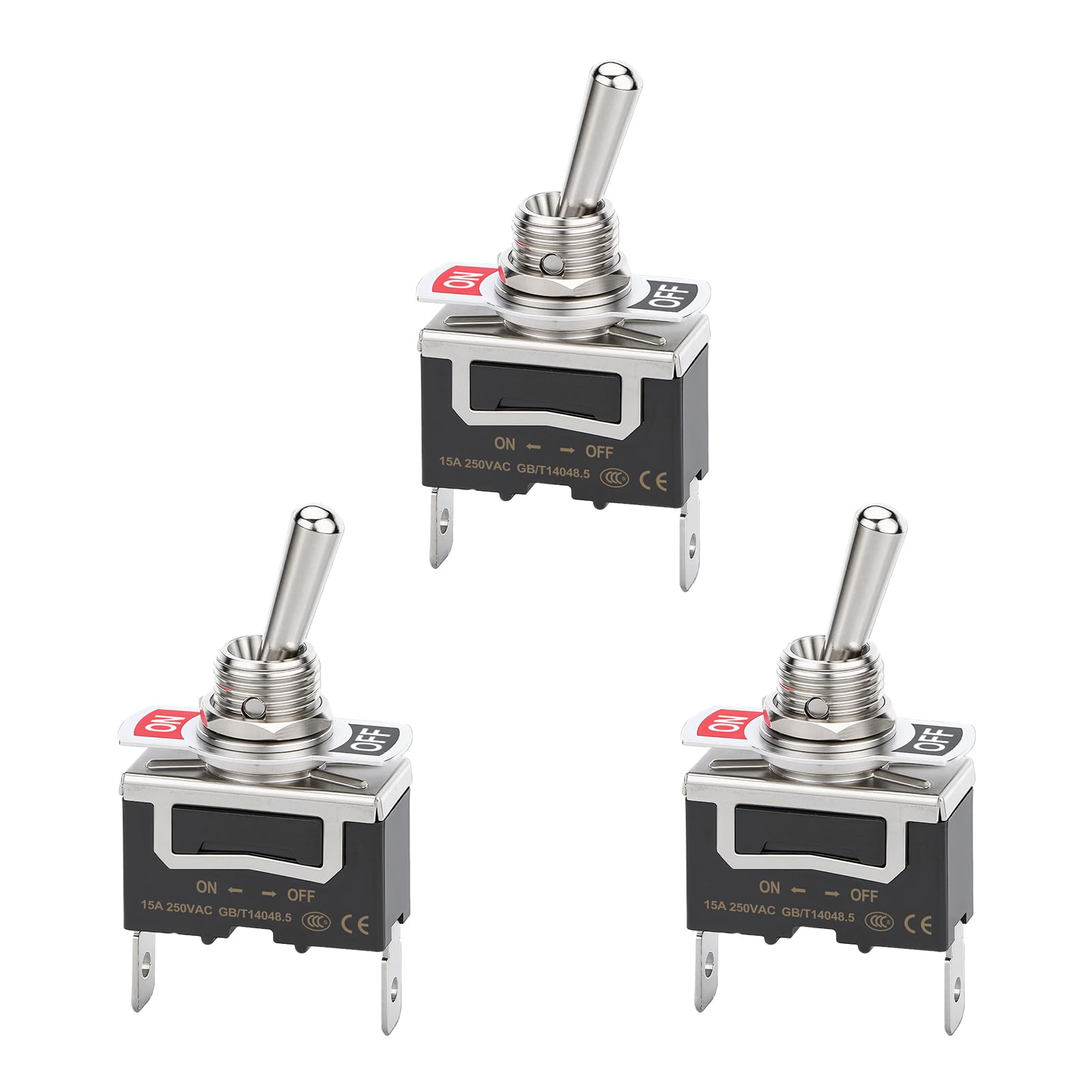 Snapklik.com : 3-Pack Toggle Switch, ON-Off SPST 2-Pin 15V/250V AC,12mm ...