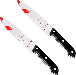 CCINEE 2PCS Halloween Prop Knife,12 Inch Plastic Bloody Fake Knife ...