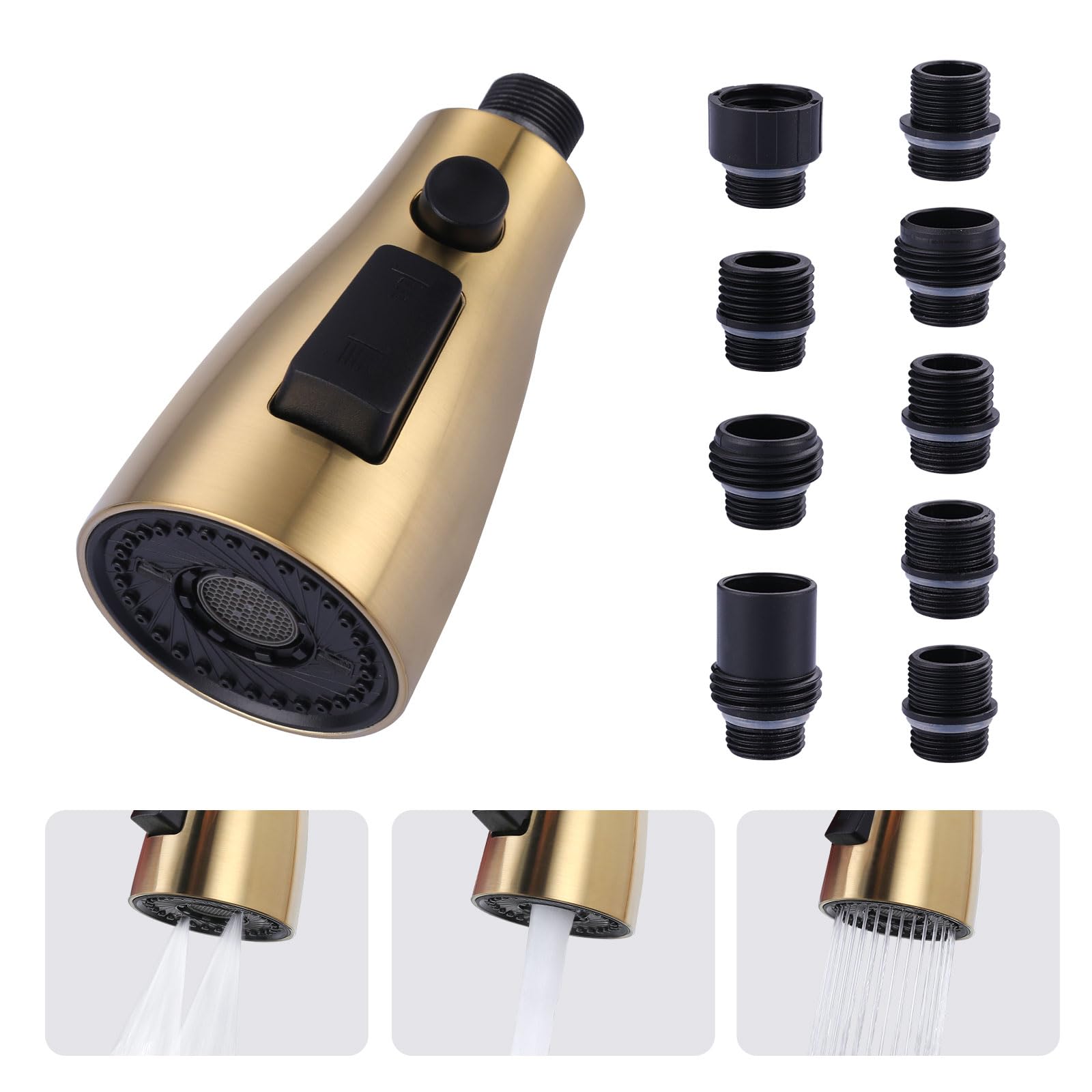 Amazon.com: ARCORA Kitchen Faucet Spray Head Brushed Gold, 3-Function ...