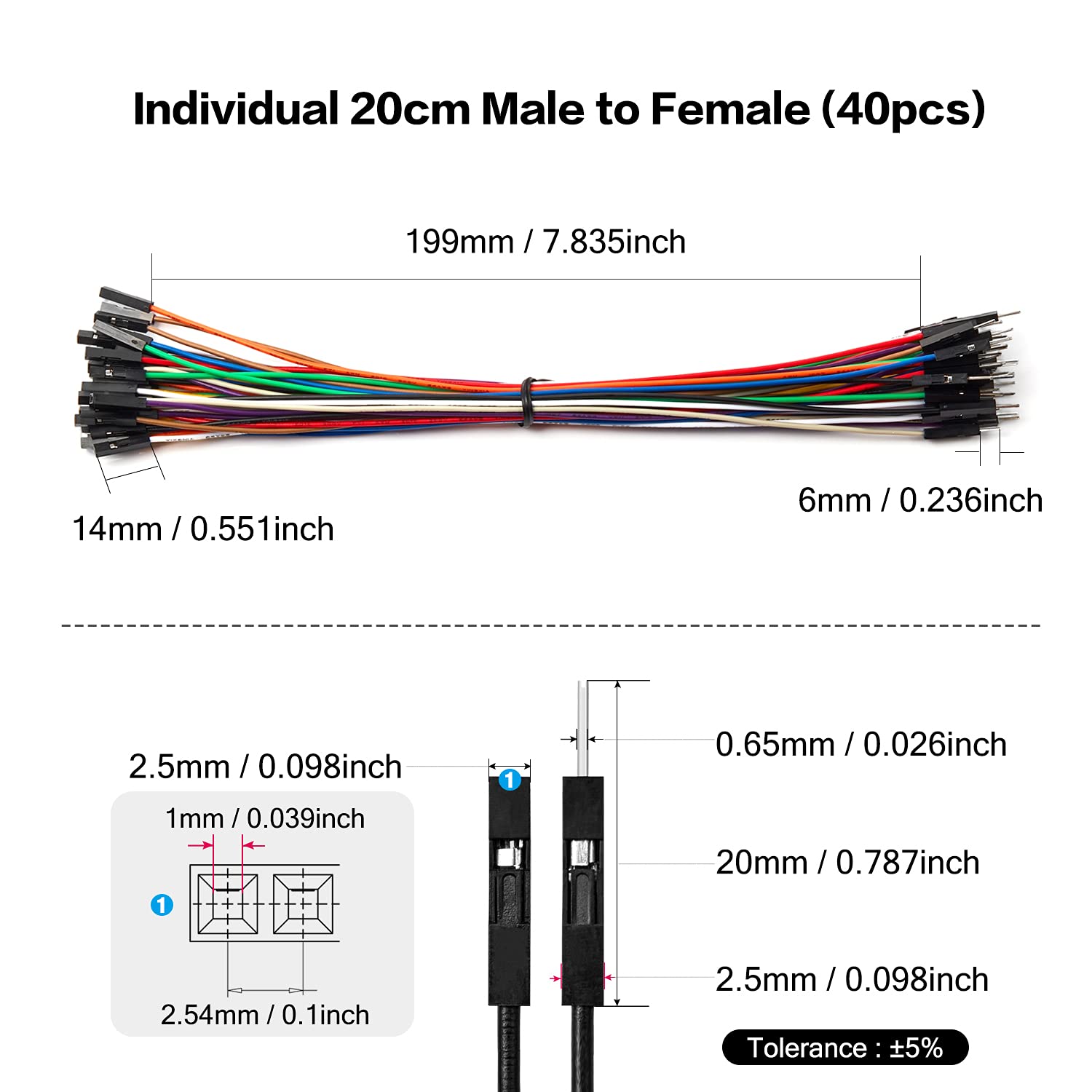Snapklik.com : Chanzon 40pcs 20cm Long Male To Female Header Jumper ...