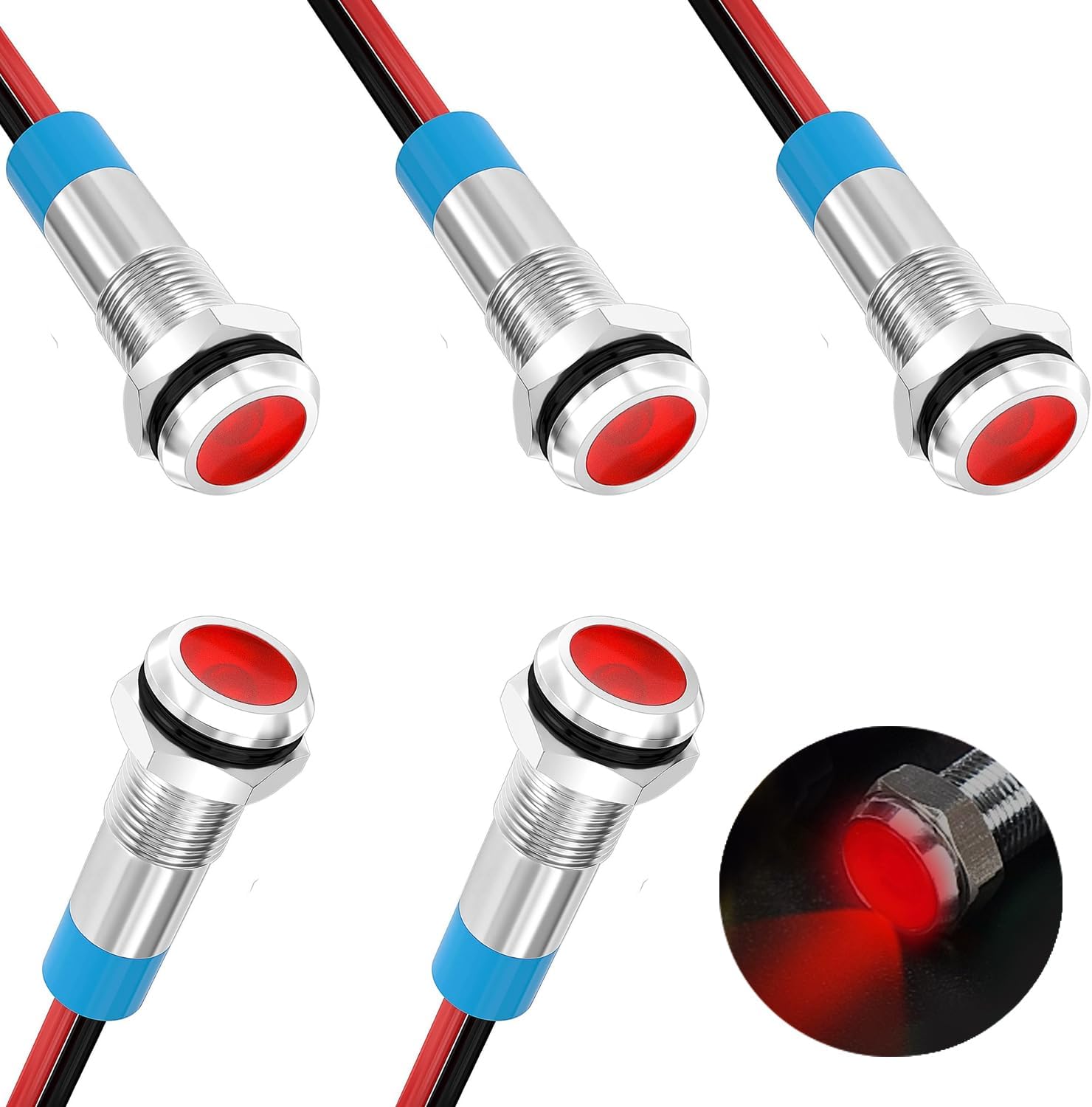 Amazon.com: DaierTek Indicator Light 12V Red Snap-in 1/2" Panel Mount ...