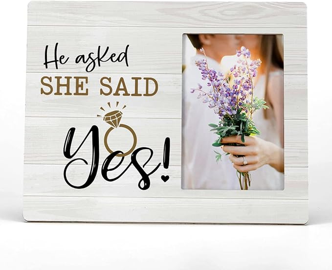 Amazon.com - FONDCANYON He Asked And She Said Yes Picture Photo Frame ...