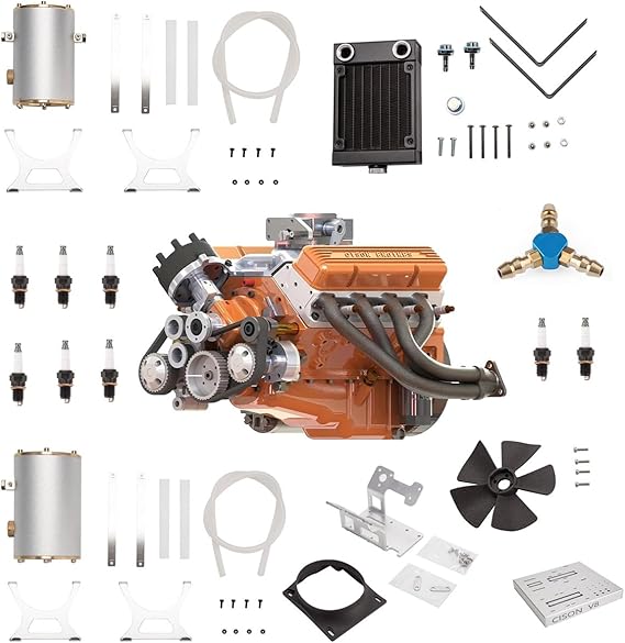 Amazon.com: MechPuConToy Mini V8 Engine Model Kit That Runs, 1/6 Scale ...