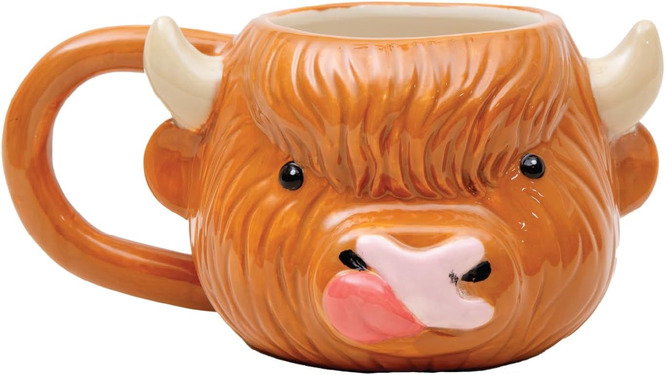 Amazon.com: BigMouth Inc Cute Ceramic Highland Cow Coffee Mug, Country ...