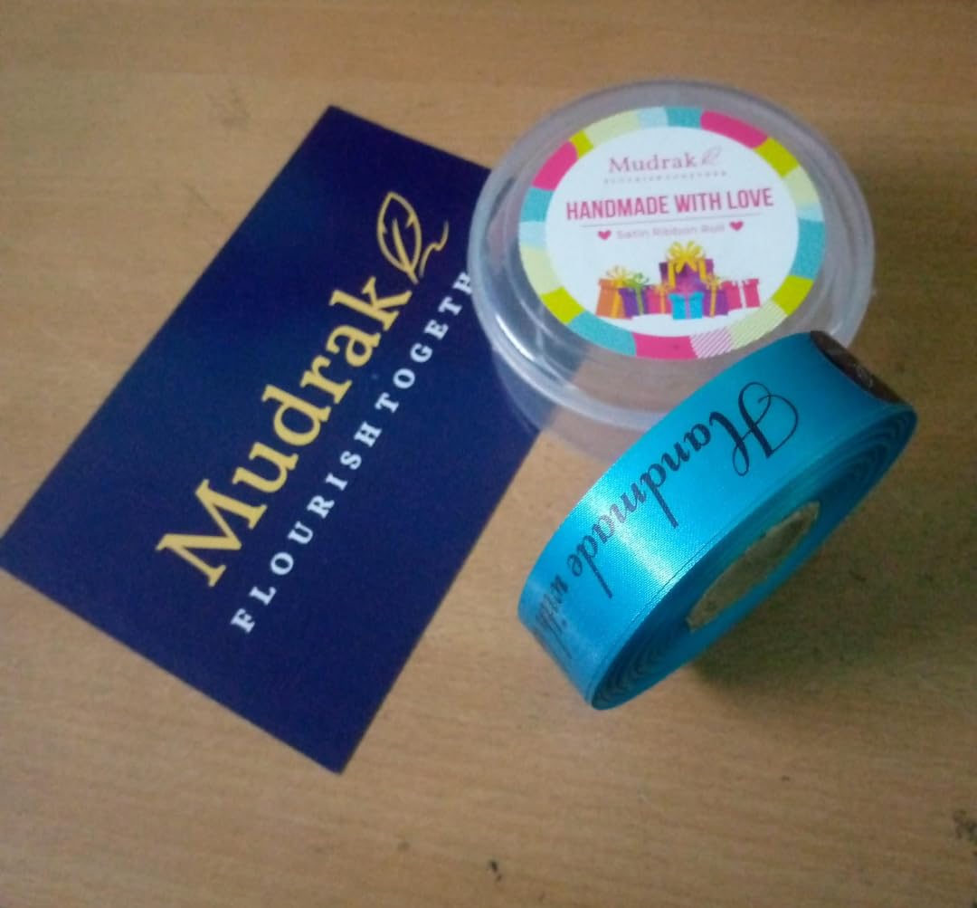 Mudrak Prints Handmade With Love Printed Satin Ribbon (Length: 30Mtr ...