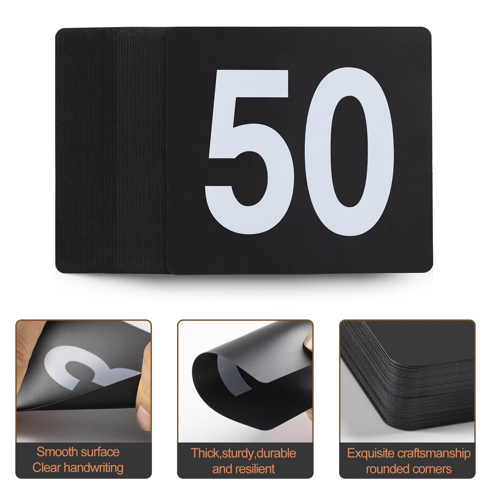 Snapklik.com : Table Number Cards 1-50, Double Sided Restaurant Table ...