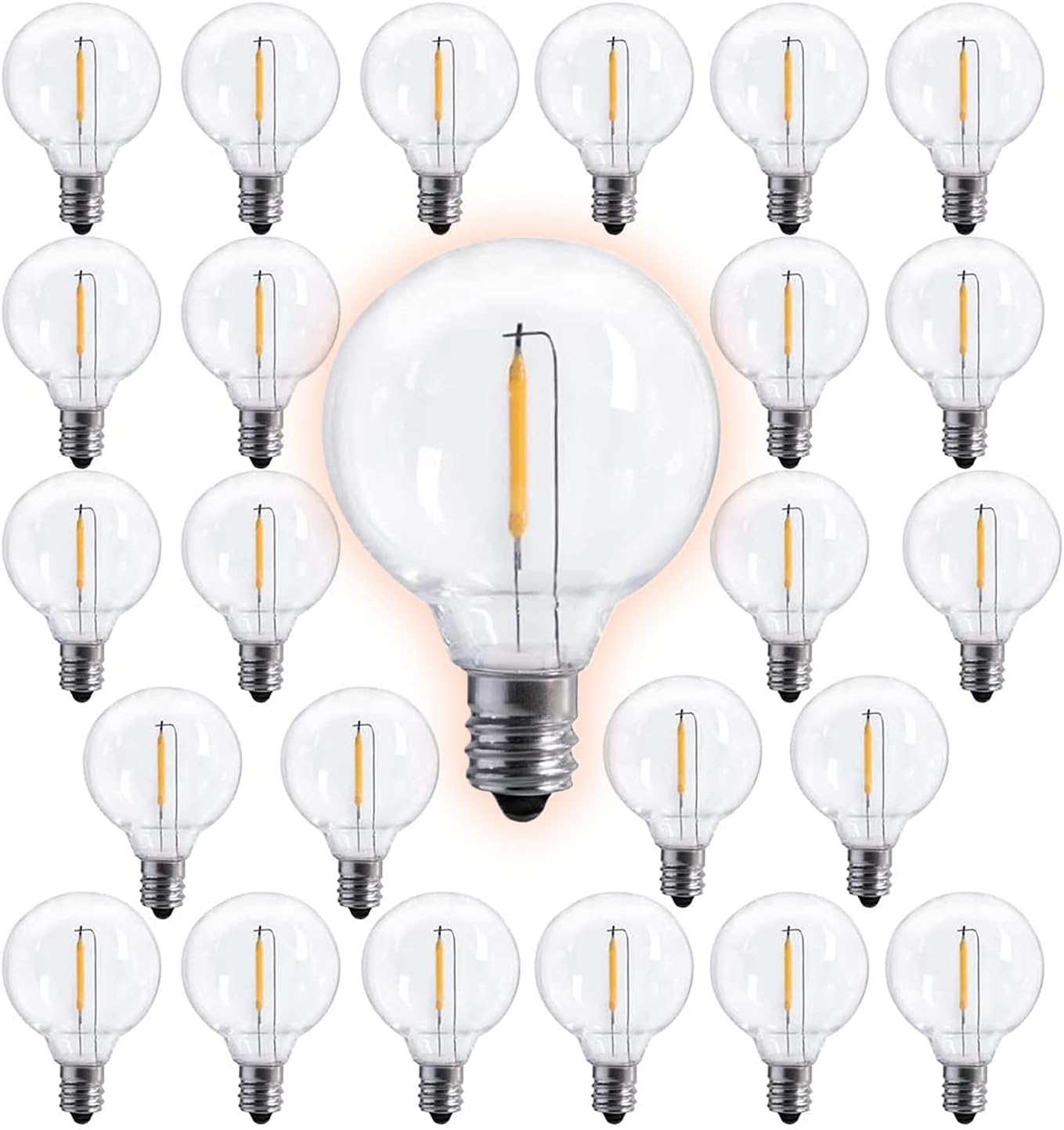 Dr.BeTree 25 Pack G40 LED Replacement Bulbs, E12 Screw Base LED Clear ...