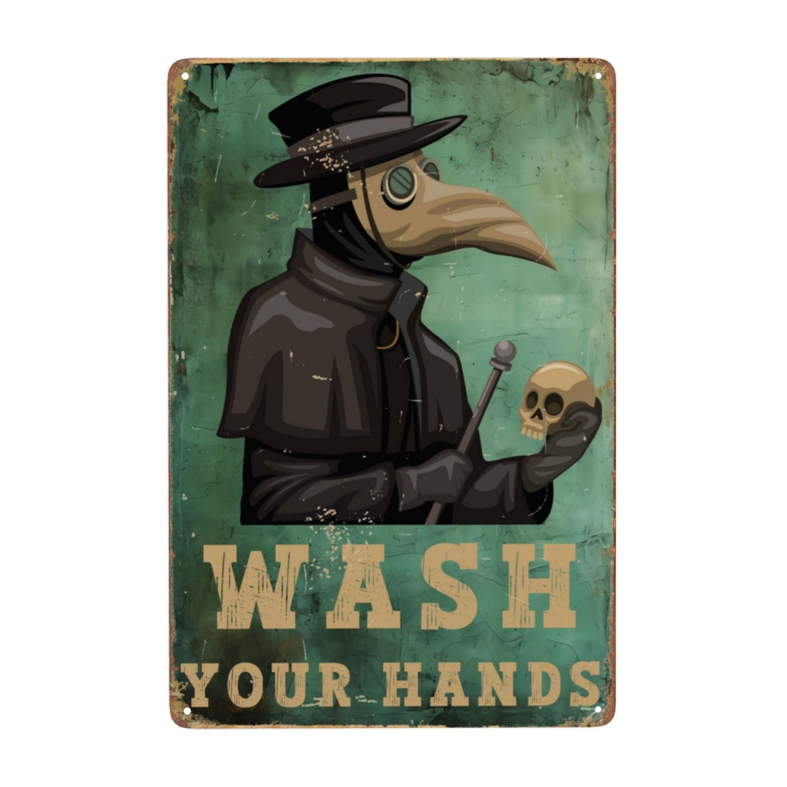 Amazon.com : Funny Metal Tin Signs Wash Your Hand Sign Plague Doctor ...