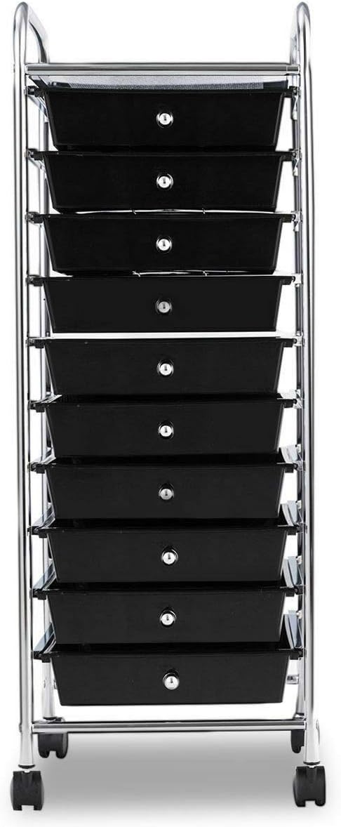 Amazon.com : 10 Drawer Simple Paper Organizer Black for Utility Rolling ...