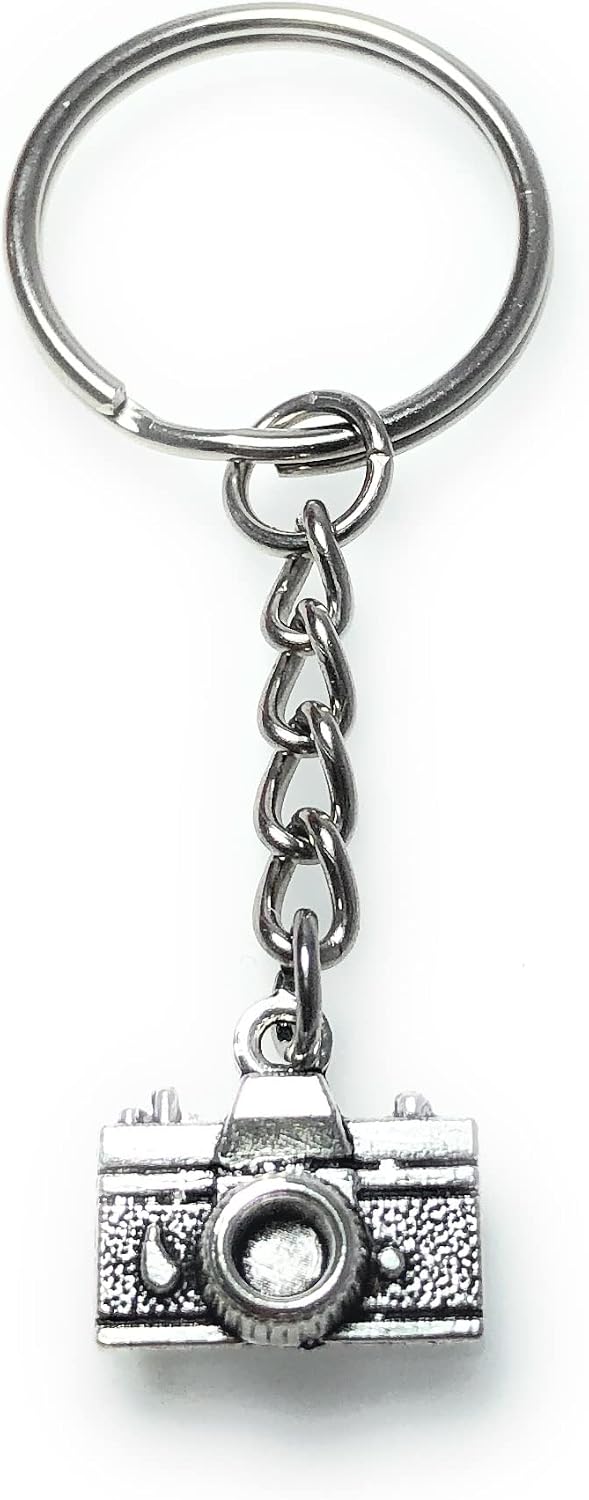 FizzyButton Gifts Camera Charm Keyring Key Ring with Silver Tone ...