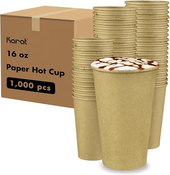 Amazon.com: Karat 16z Kraft Paper Coffee Cups [1,000 ct] Disposable ...